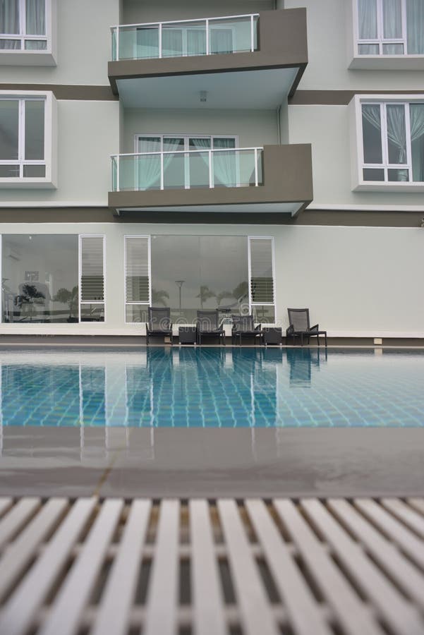Generic Condominium Outdoor with Swimming Pool Stock Photo - Image of ...