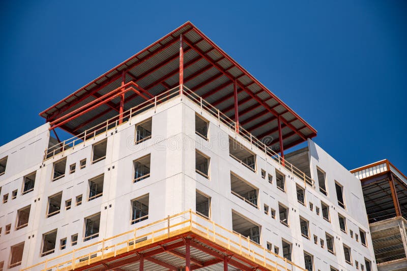 Generic Construction Building on Blue Sky Stock Image - Image of steel ...