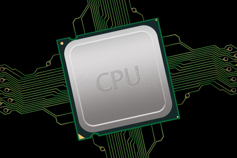 Generic CPU Labeled with Electrical Connections Stock Illustration ...