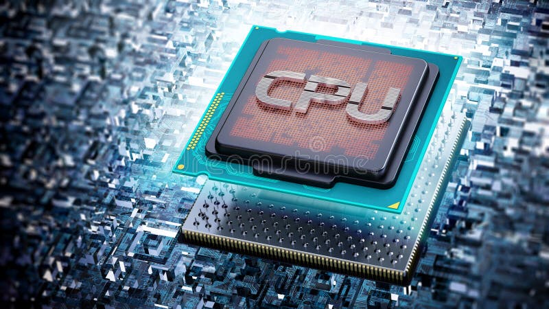Generic CPU on the Mainboard. 3D Illustration Stock Illustration ...