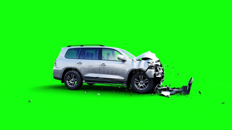Generic 3d Car Crash Test. Car Destruction. Green Screen Isolate. Stock ...