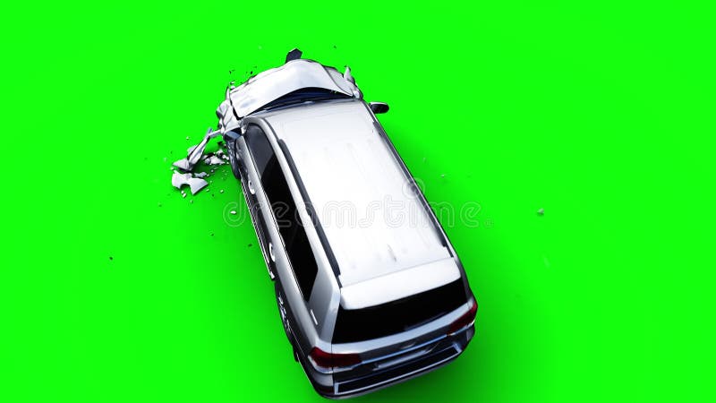 Generic 3d Car Crash Test. Car Destruction. Green Screen Isolate. Stock ...