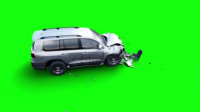 Generic 3d Car Crash Test. Car Destruction. Green Screen Isolate. Stock ...