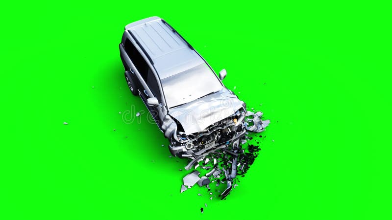 Generic 3d Car Crash Test. Car Destruction. Green Screen Isolate. Stock ...