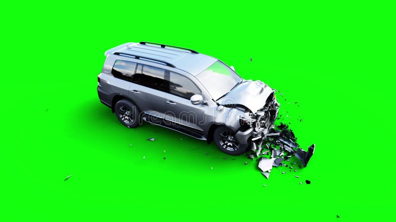Generic 3d Car Crash Test. Car Destruction. Green Screen Isolate. Stock ...