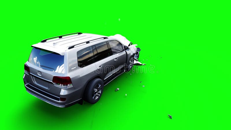 Generic 3d Car Crash Test. Car Destruction. Green Screen Isolate. Stock ...
