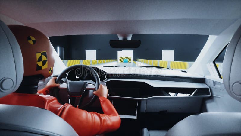 Generic 3d Car Crash Test with Crashtest Dummy. Car Destruction. 3d ...