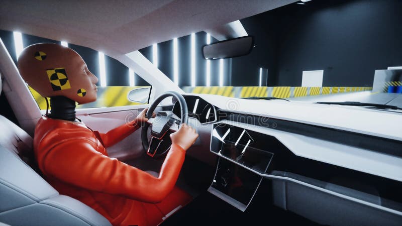 Generic 3d Car Crash Test with Crashtest Dummy. Car Destruction. 3d ...