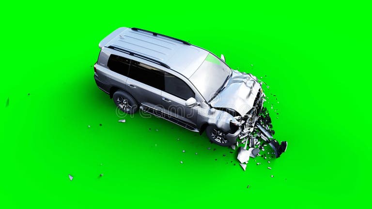 Generic 3d Car Crash Test. Car Destruction. Green Screen Isolate. 3 ...