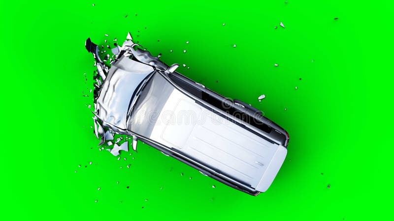 Generic 3d Car Crash Test. Car Destruction. Green Screen Isolate. 3 ...