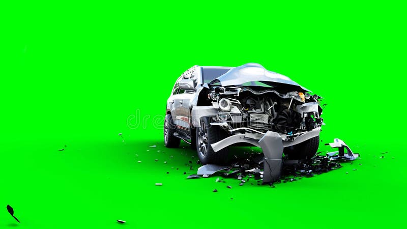 Generic 3d Car Crash Test. Car Destruction. Green Screen Isolate. 3 ...
