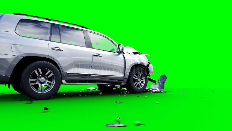 Generic 3d Car Crash Test. Car Destruction. Green Screen Isolate. 3 ...