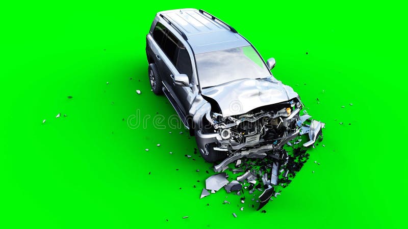 Generic 3d Car Crash Test. Car Destruction. Green Screen Isolate. 3 ...