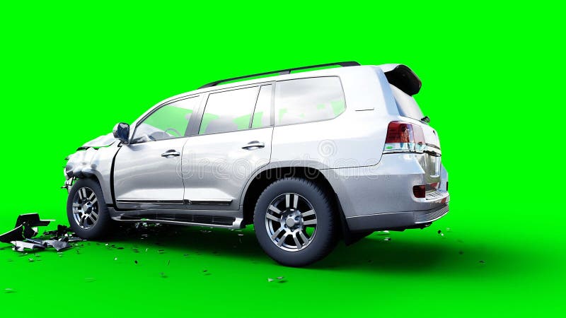 Generic 3d Car Crash Test. Car Destruction. Green Screen Isolate. 3 ...