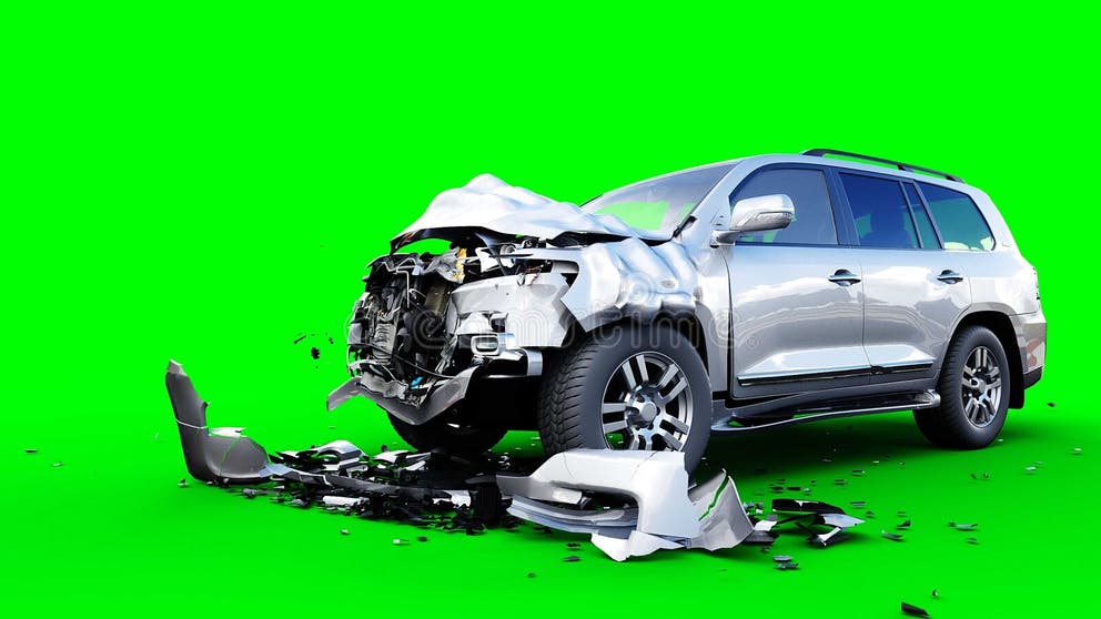 Generic 3d Car Crash Test. Car Destruction. Green Screen Isolate. 3 ...