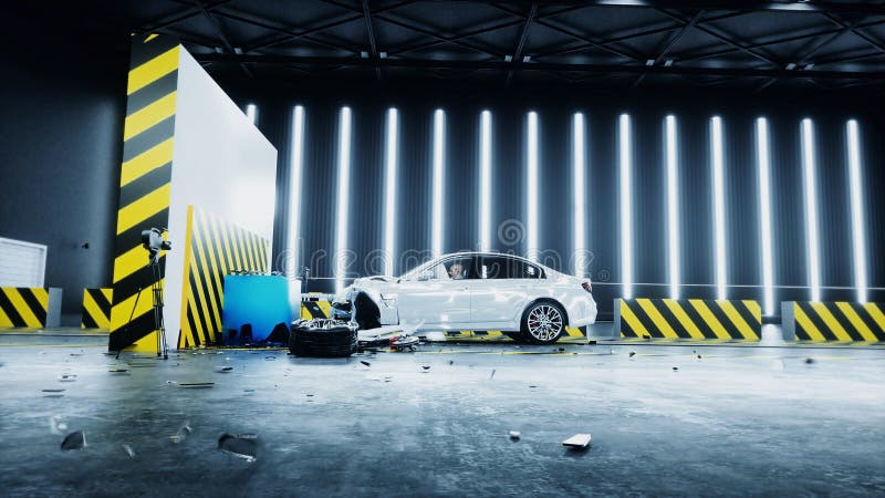 Generic 3d Car Crash Test. Car Destruction. 3d Rendering. Stock ...