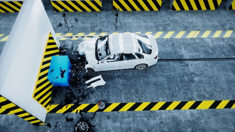 Generic 3d Car Crash Test. Car Destruction. 3d Rendering. Stock ...