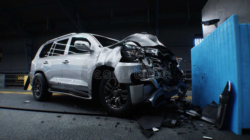 Generic 3d Car Crash Test. Car Destruction.3d Rendering. Stock ...