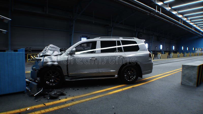 Generic 3d Car Crash Test. Car Destruction.3d Rendering. Stock ...