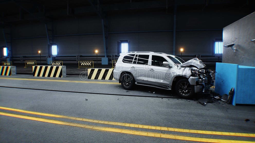 Generic 3d Car Crash Test. Car Destruction.3d Rendering. Stock ...