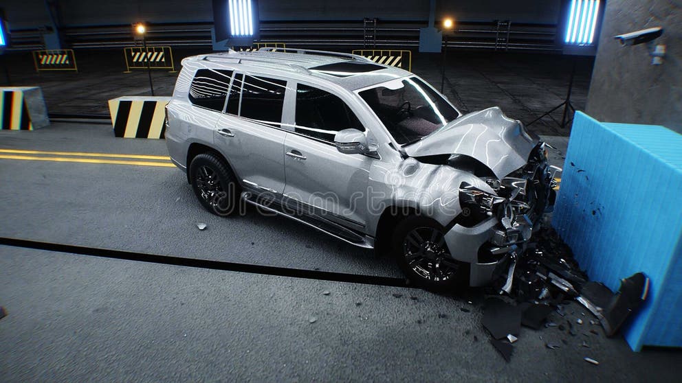 Generic 3d Car Crash Test. Car Destruction.3d Rendering. Stock ...