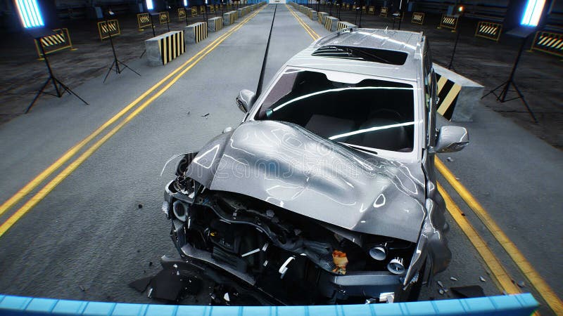 Generic 3d Car Crash Test. Car Destruction.3d Rendering. Stock ...