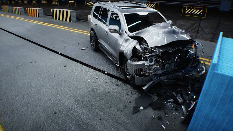 Generic 3d Car Crash Test. Car Destruction.3d Rendering. Stock ...