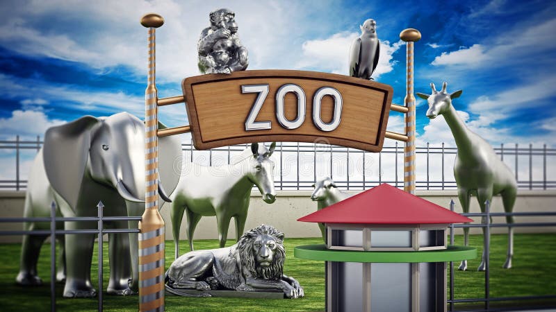 Generic 3D Illustration of a City Zoo. 3D Illustration Stock ...
