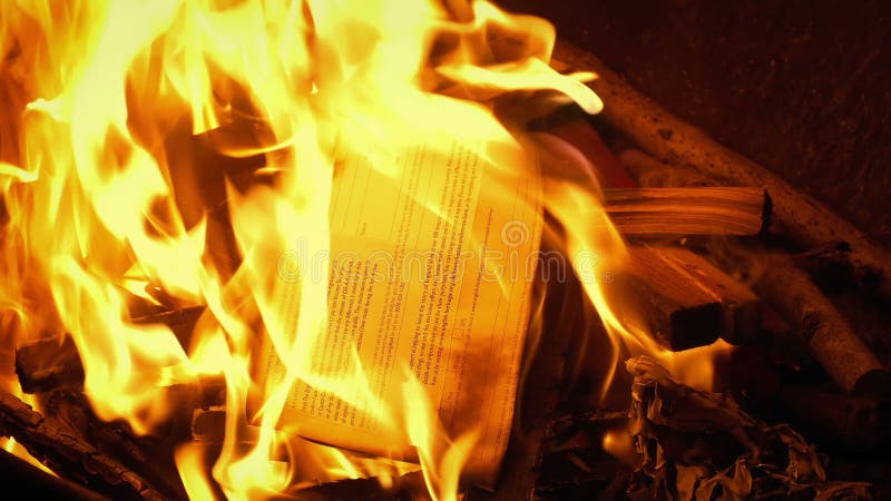 Generic Document Burns Up in Fire Stock Video - Video of contract ...