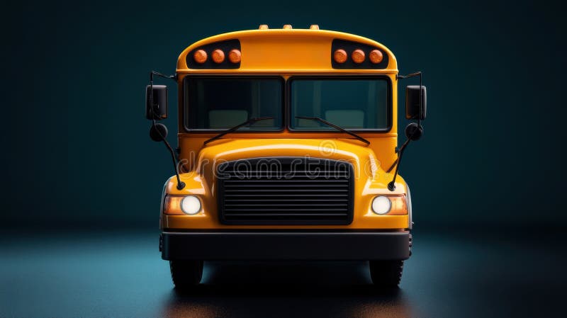 A Generic Fictional Yellow School Bus with Lights on in a Dark Room, AI ...