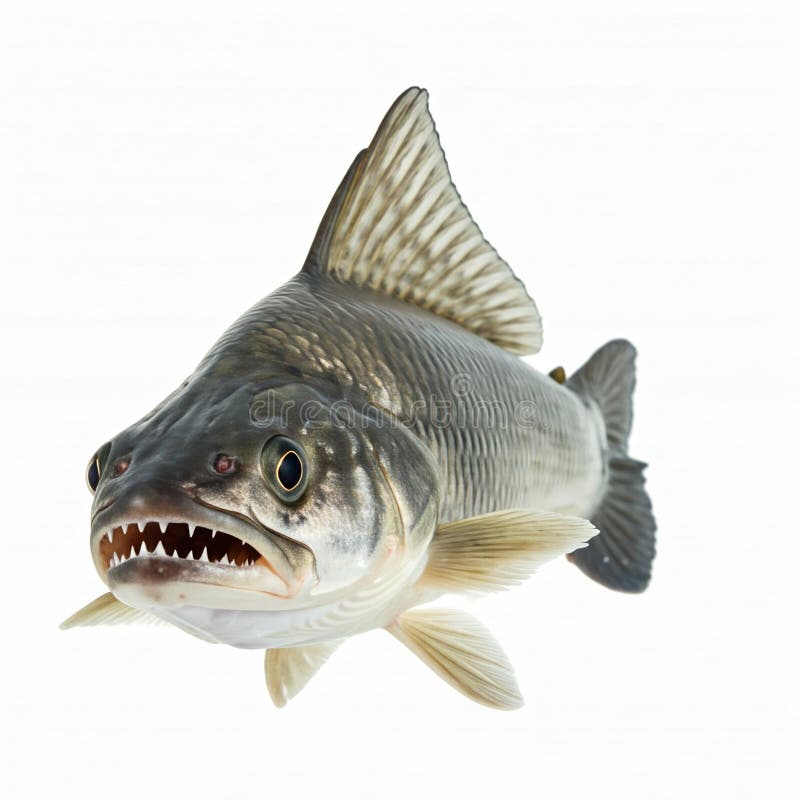 A Generic Fish with Sharp Teeth Isolated on a White Background Stock ...