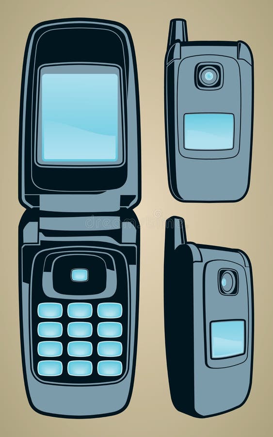 Retro Flip Cell Phone Communications Vector Graphic Illustration Stock ...