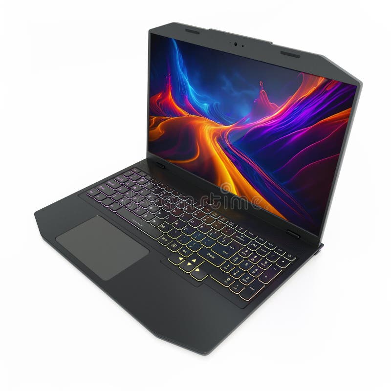 Generic Gaming Laptop Computer Isolated on White Background. 3D ...