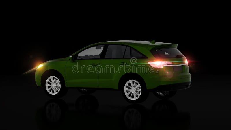 Generic Green SUV Car on Black Background, Front View Stock Image ...