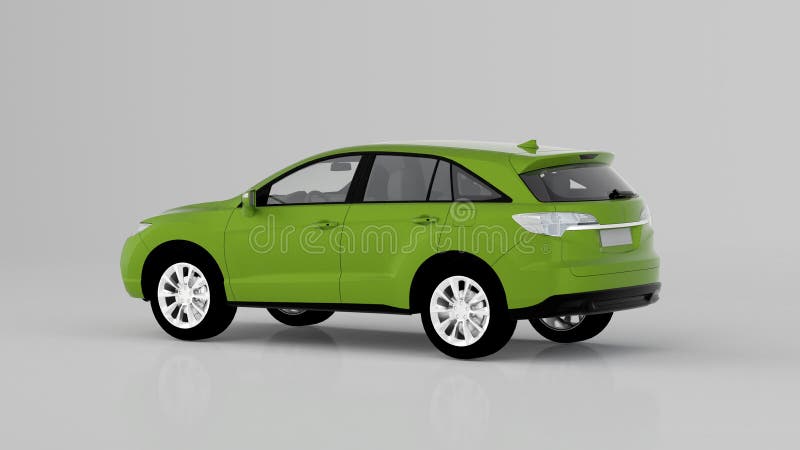 Generic Green SUV Car Isolated on White Background, Back View Stock ...