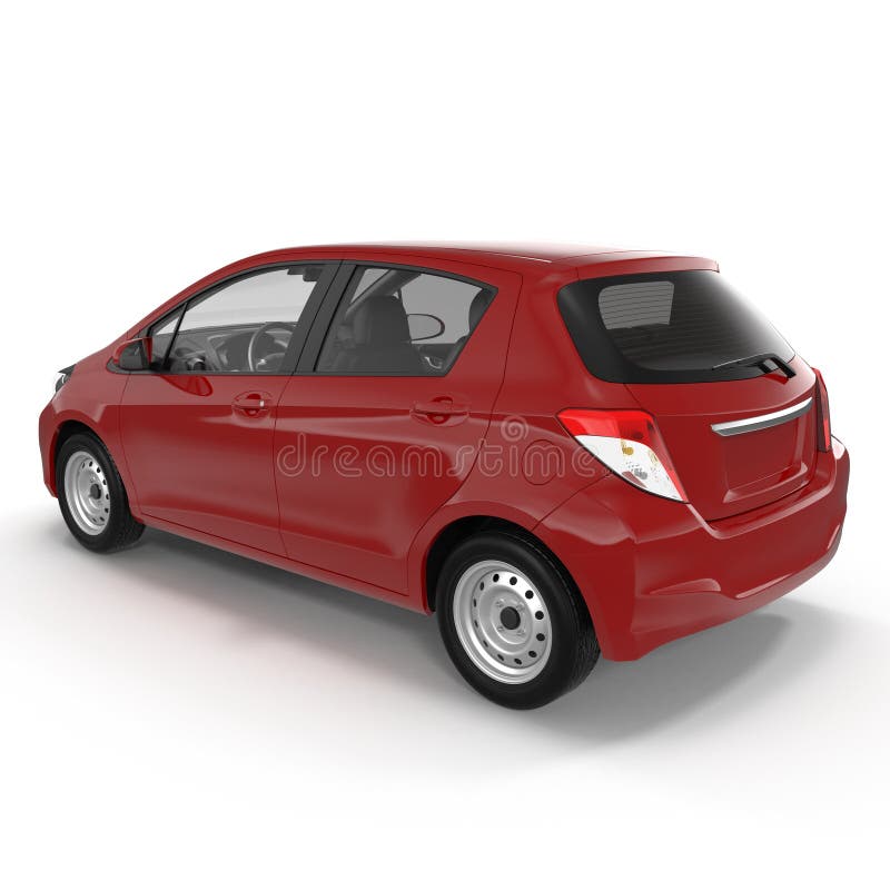 Generic Hatchback Car on White. Rear View. 3D Illustration Stock ...