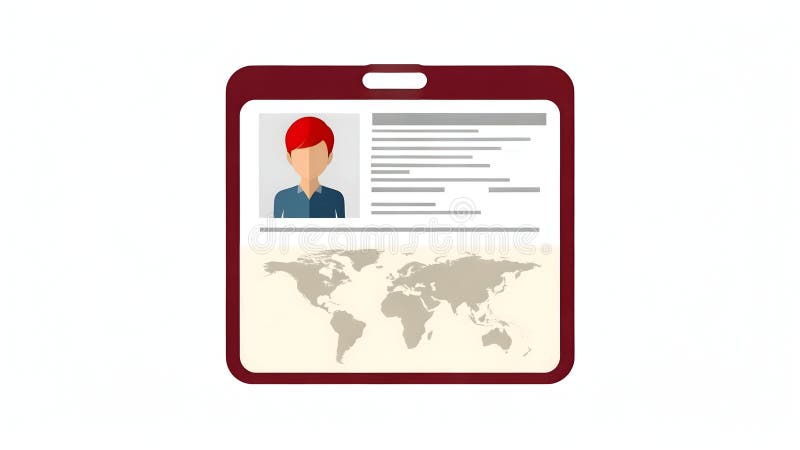 Generic Identification Badge with Person and World Map Display Stock ...