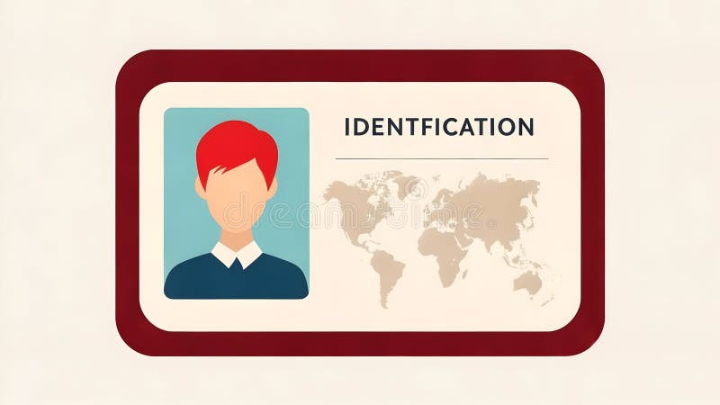 Generic Identification Card with Man Portrait and World Map Backdrop ...