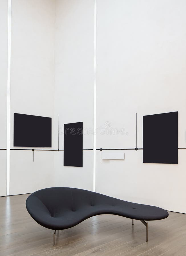 Generic Interior Space for Art Gallery with Blank Photos on the Wall ...