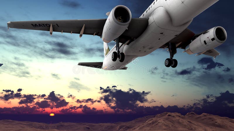 Generic Jet Airliner in a Beautiful Cloudy Sky 3d Rendering Stock ...