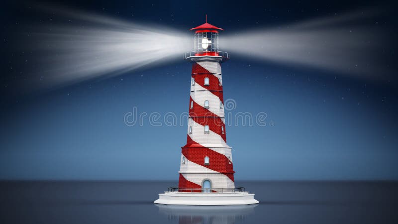 Lighthouse after dark stock illustration. Illustration of midnight - 297028