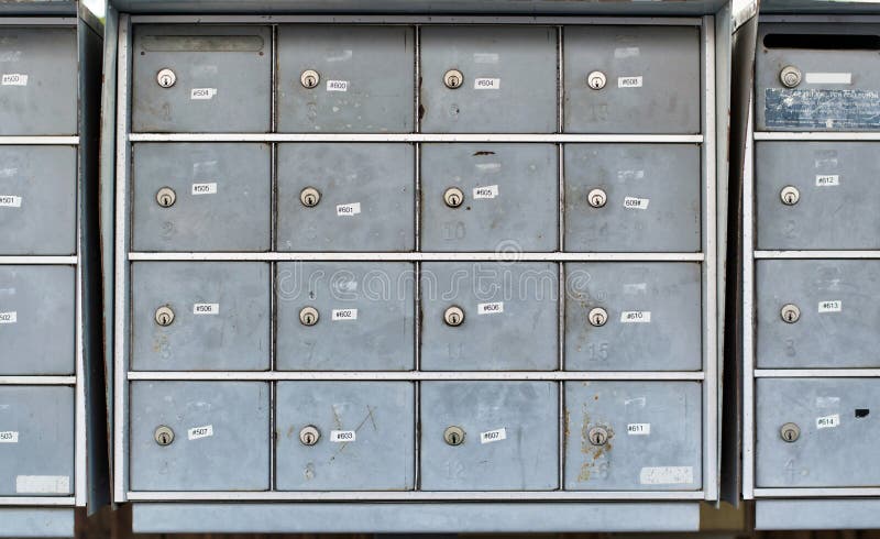 Exterior Apartment Mailboxes Stock Photo - Image of units, mailboxes ...