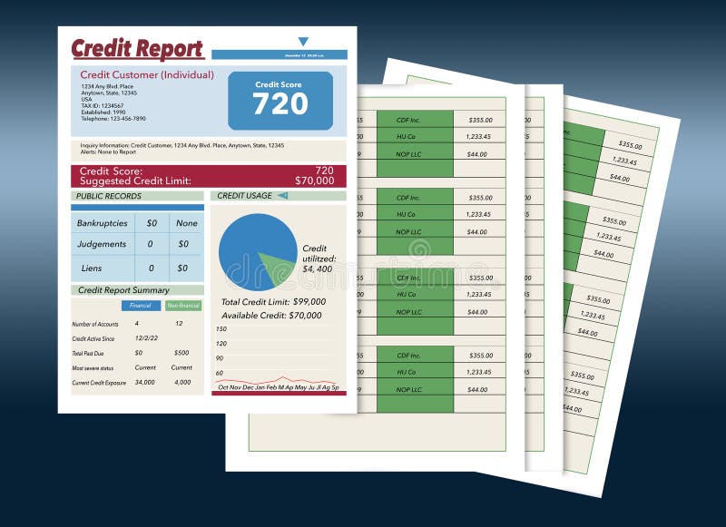This is a Generic, Mock, Credit Report Stock Illustration ...