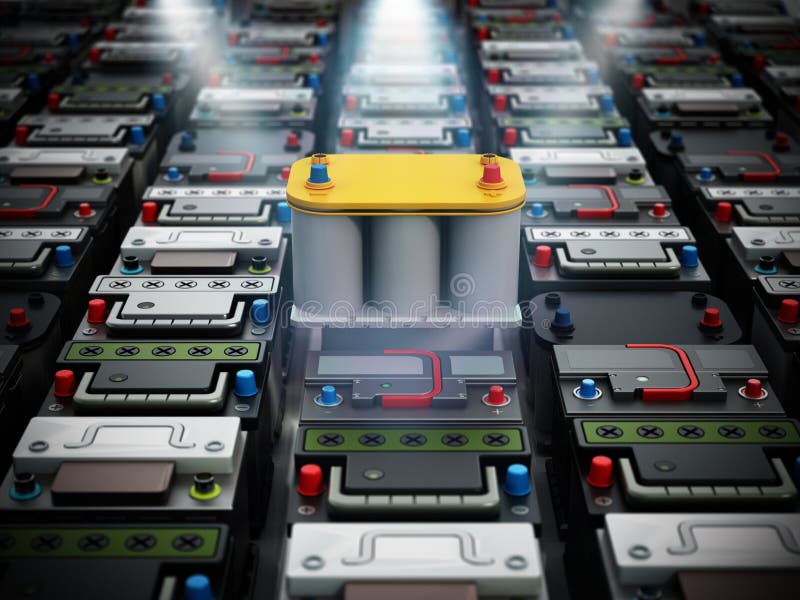 Generic Modern Car Battery Stands Out among Regular Car Batteries. 3D ...