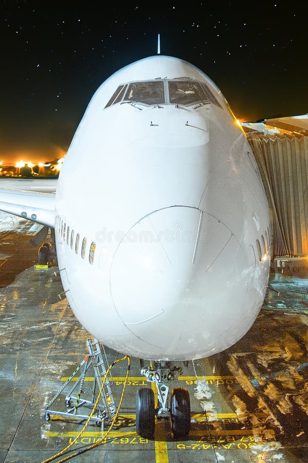 Generic Modern Passenger Aircraft at the Gate by Night Ready for ...