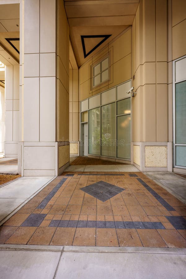 Generic Office Building Exterior Walkway. Vertical View of Office or ...