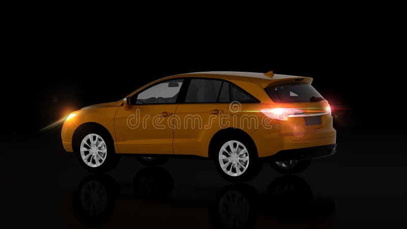 Generic Orange SUV Car on Black Background, Back View Stock Image ...