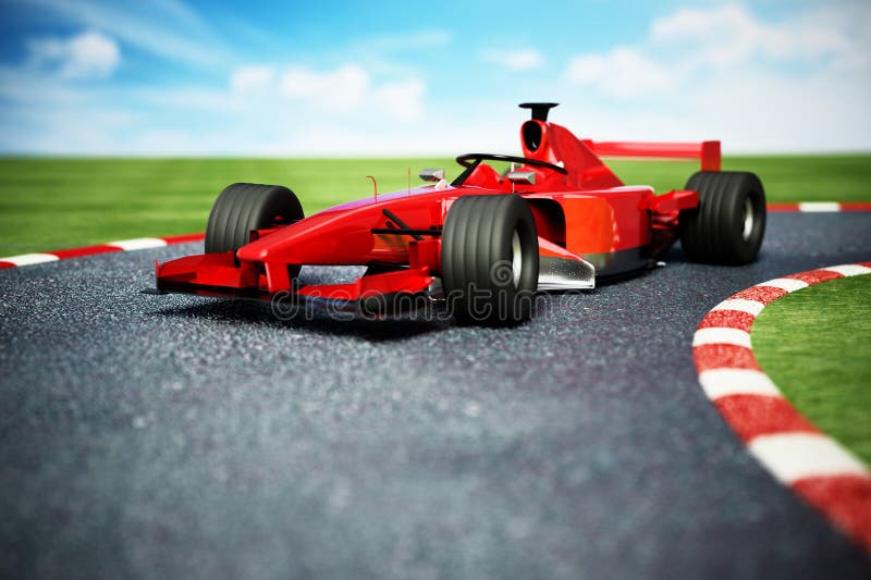 Generic Racing Car on the Race Track. 3D Illustration Stock ...