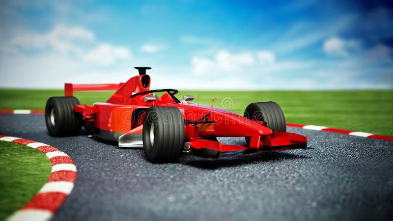 Generic Racing Car on the Race Track. 3D Illustration Stock ...