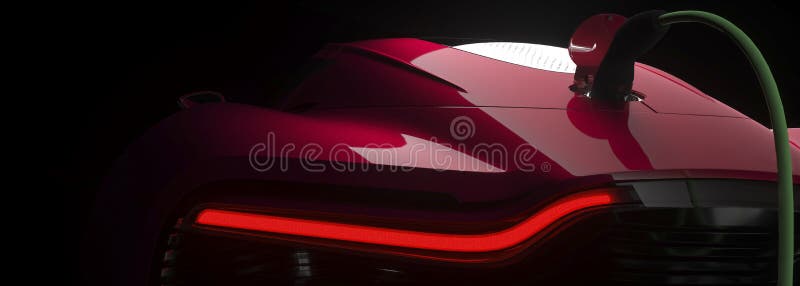 Generic Red Electric Sports Car Charging 3d Render Stock Illustration ...